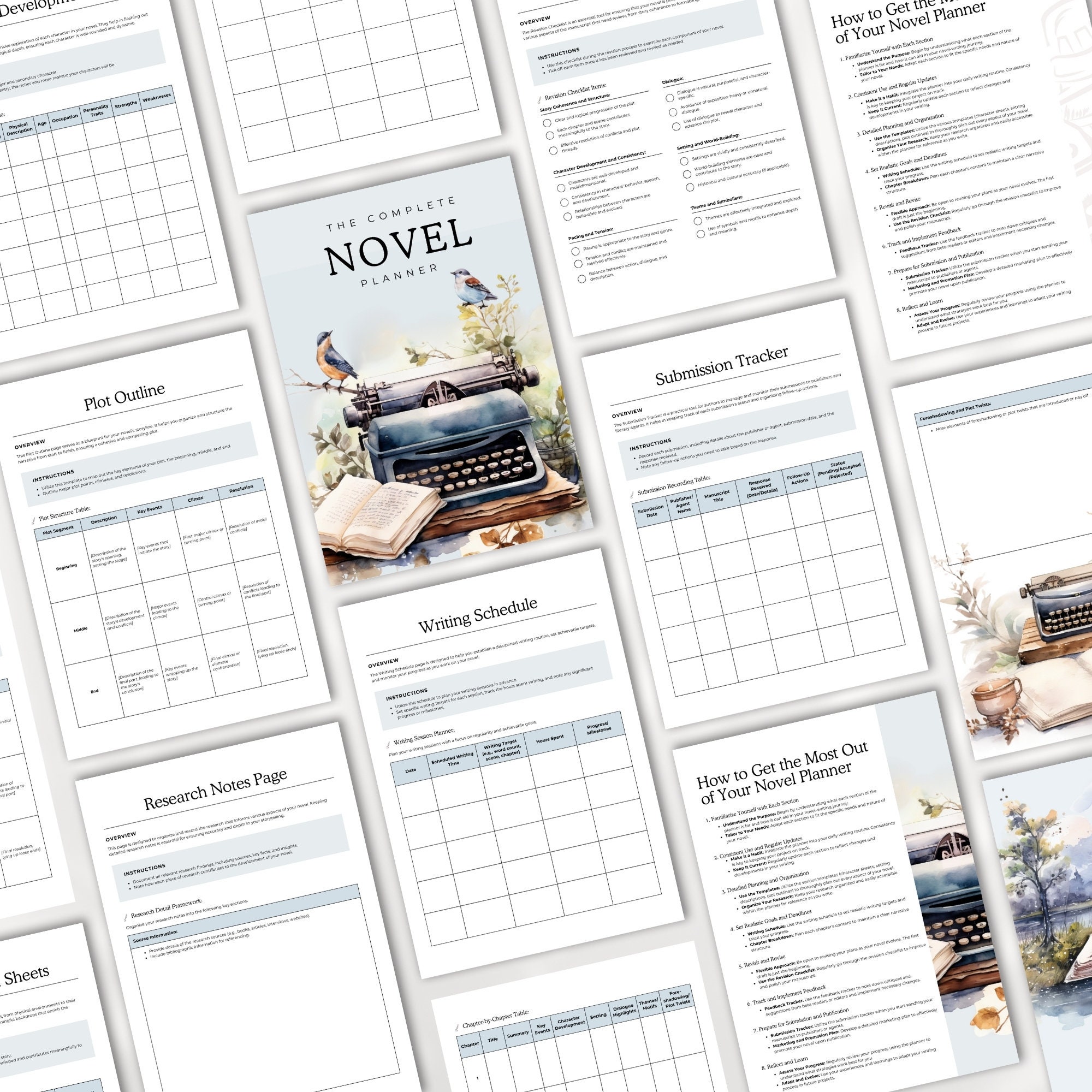 Novel Planner Printable, Writing Workbook PDF, Writing Planner ...