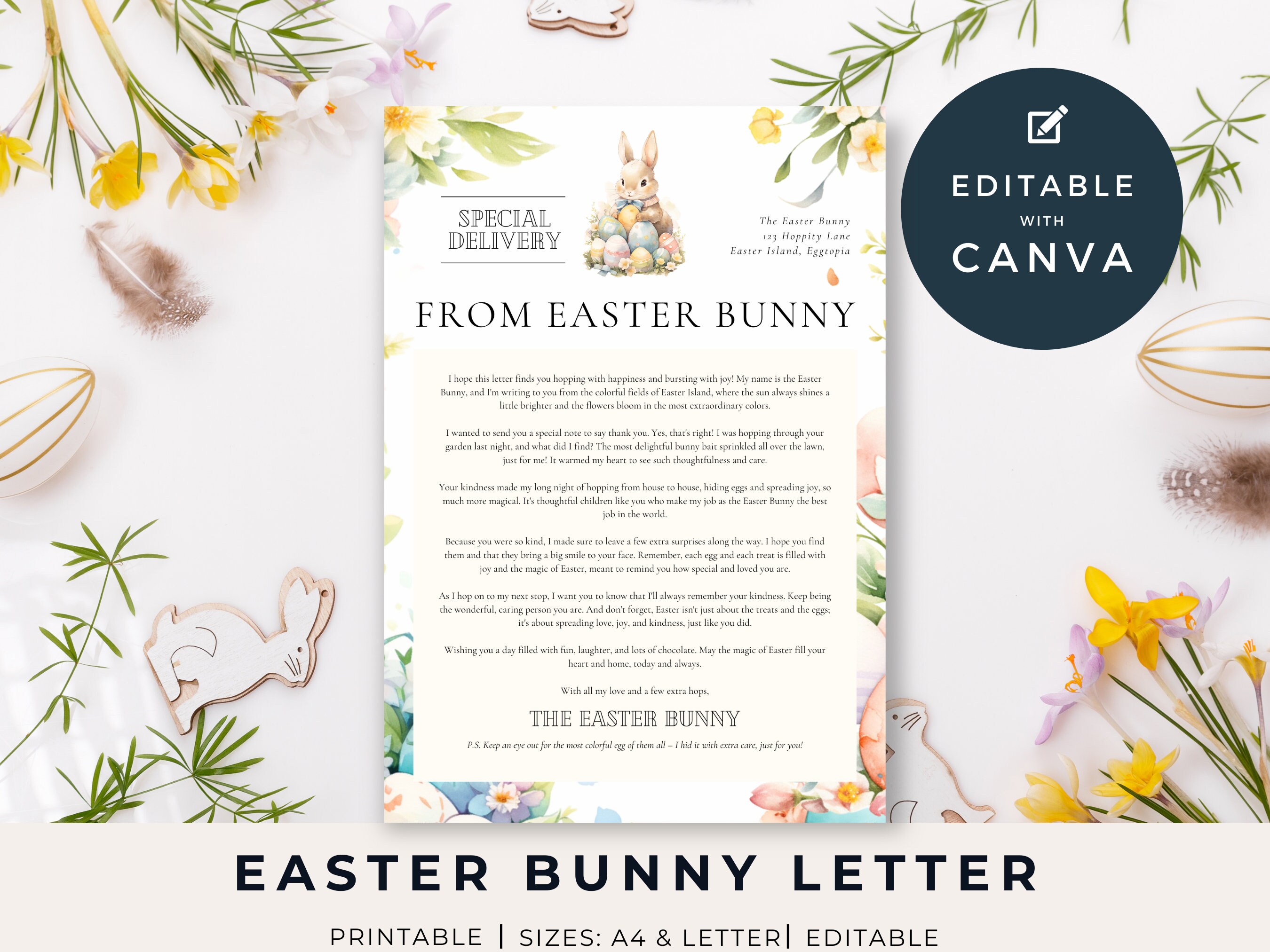 Easter Bunny Letter Printable, Letter From the Easter Bunny, Editable ...