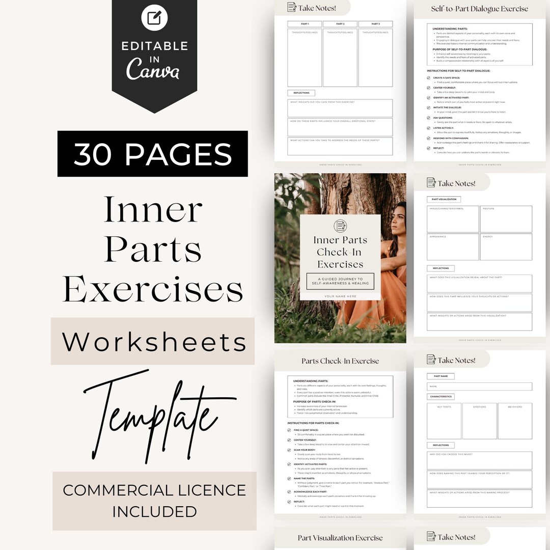 Parts Therapy Workbook, Internal Family Systems Worksheets, Canva ...