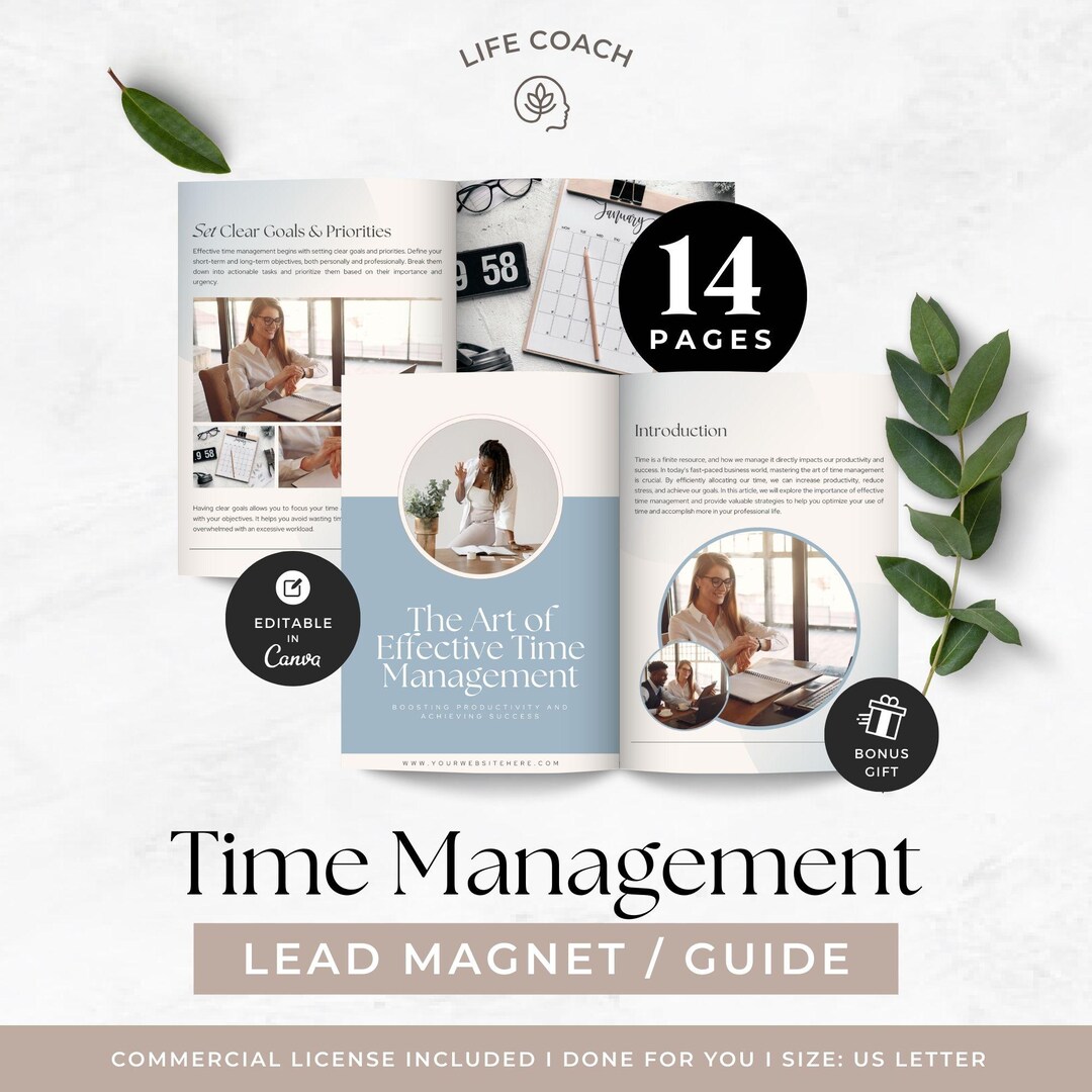 Time Management Ebook Template, Life Coach Lead Magnet, Goal Setting ...