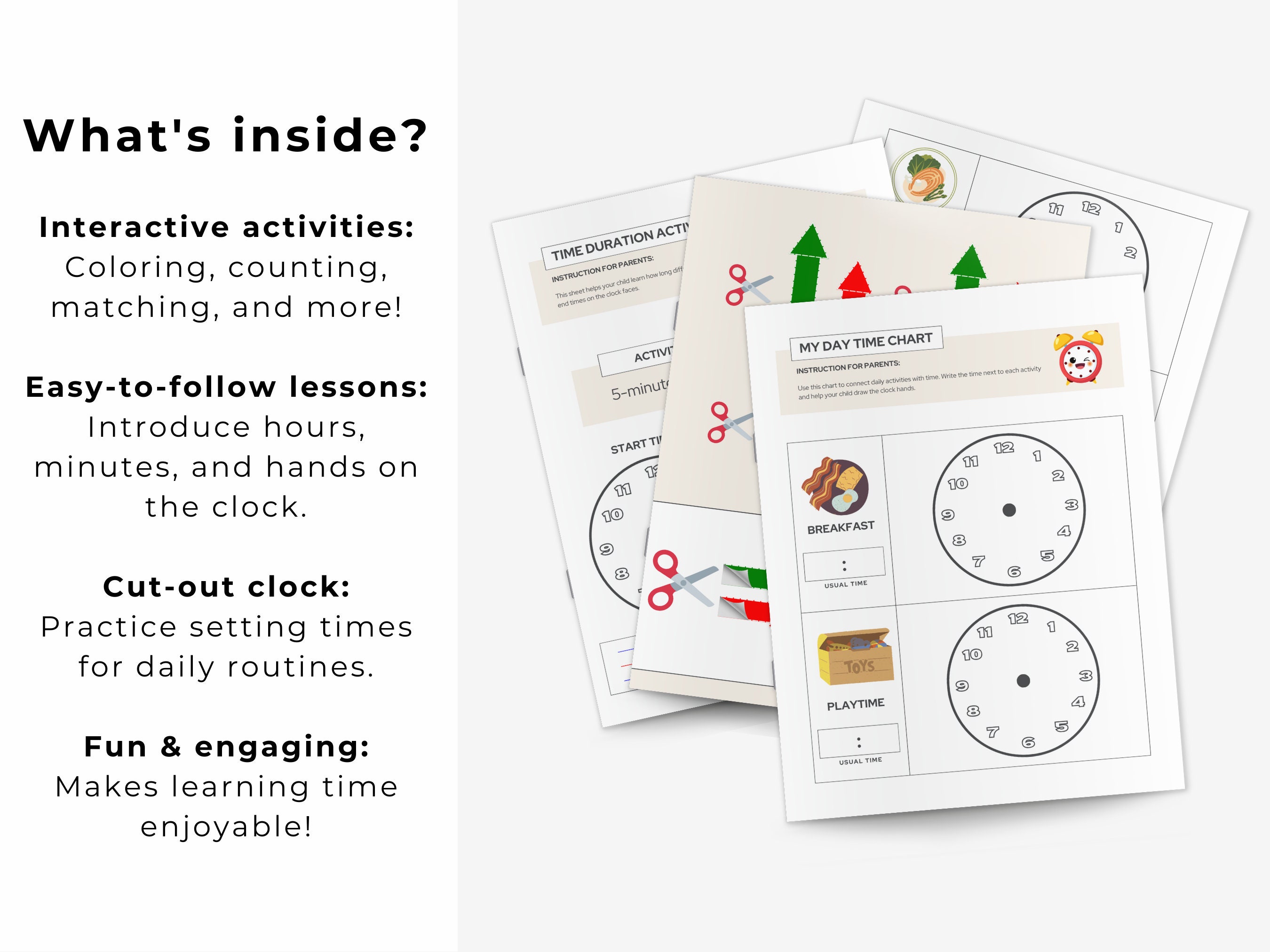 Learn the Clock Printable, Telling Time Activities, Clock Worksheets ...