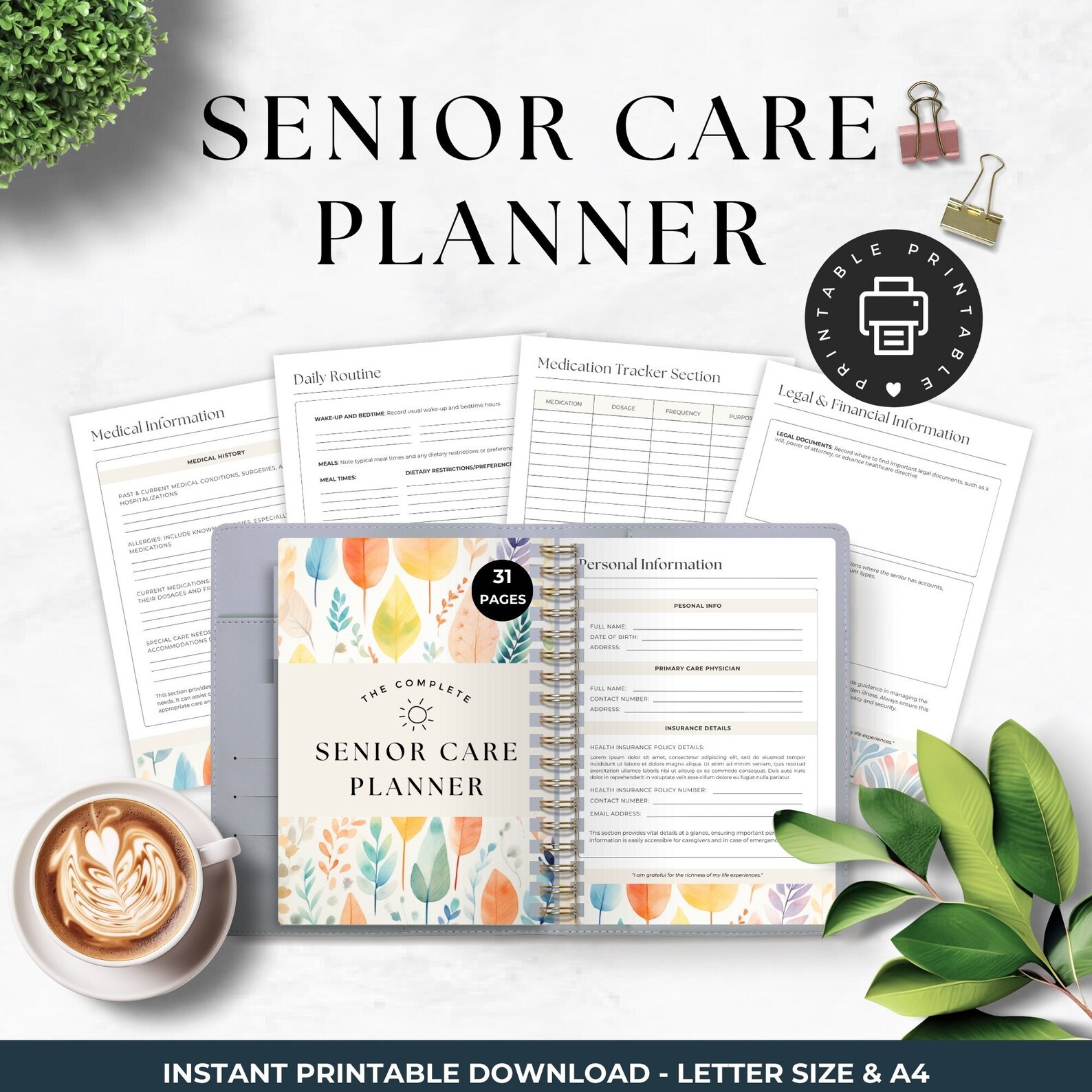 Elderly Care Planner, Caregiving Checklist, Caregiver Task List, Senior ...
