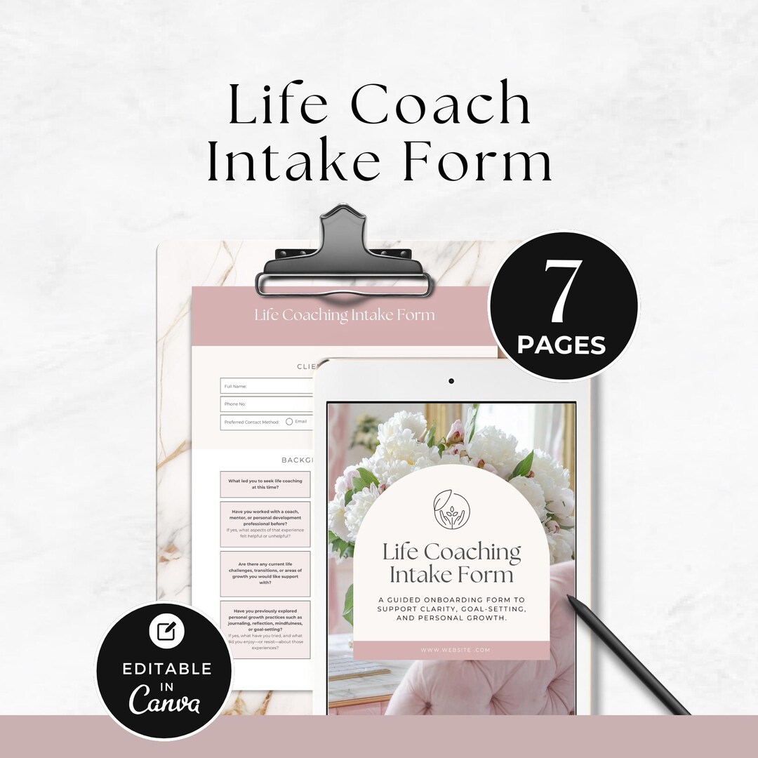 Life Coach Intake Form, Editable New Client Questionnaire, Onboarding ...