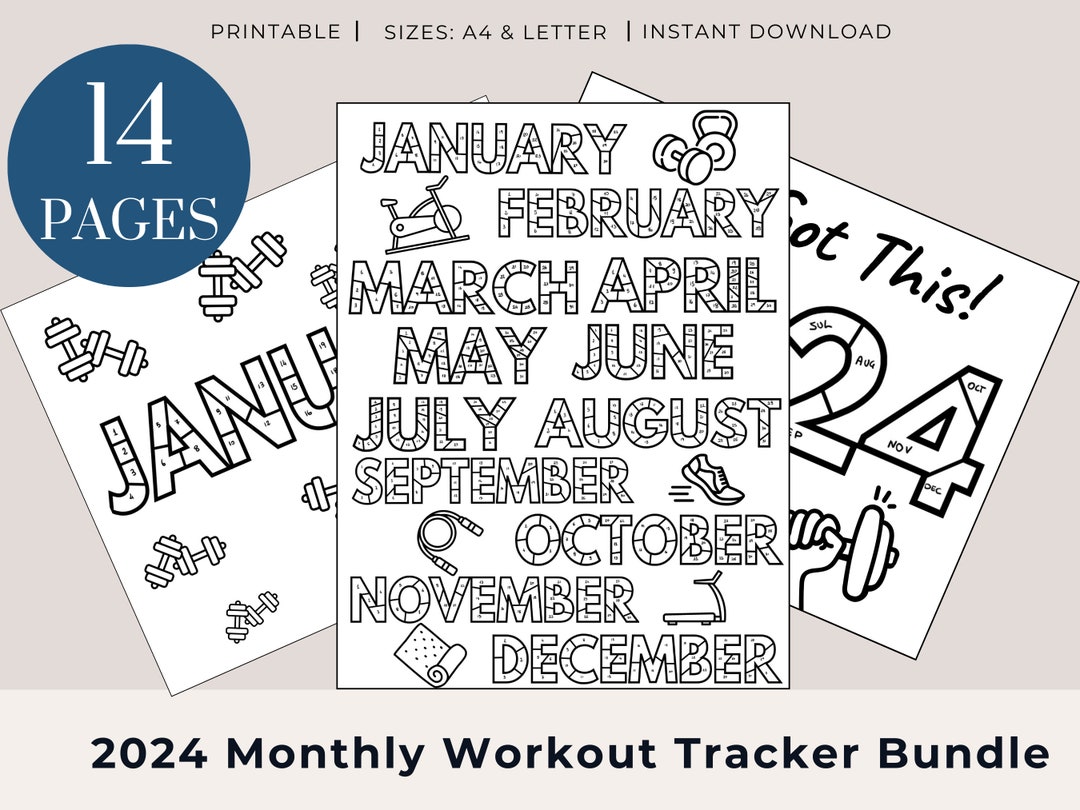 Fitness Tracker Printable, Fitness Color Tracker, Habit Tracker ...