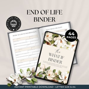 End of Life Planner Printable, Emergency Binder, What If Binder, Just ...