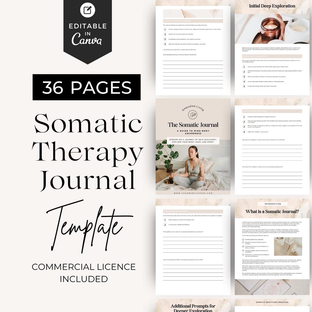 Somatic Journal Editable Canva Template, Body Awareness Workbook for ...