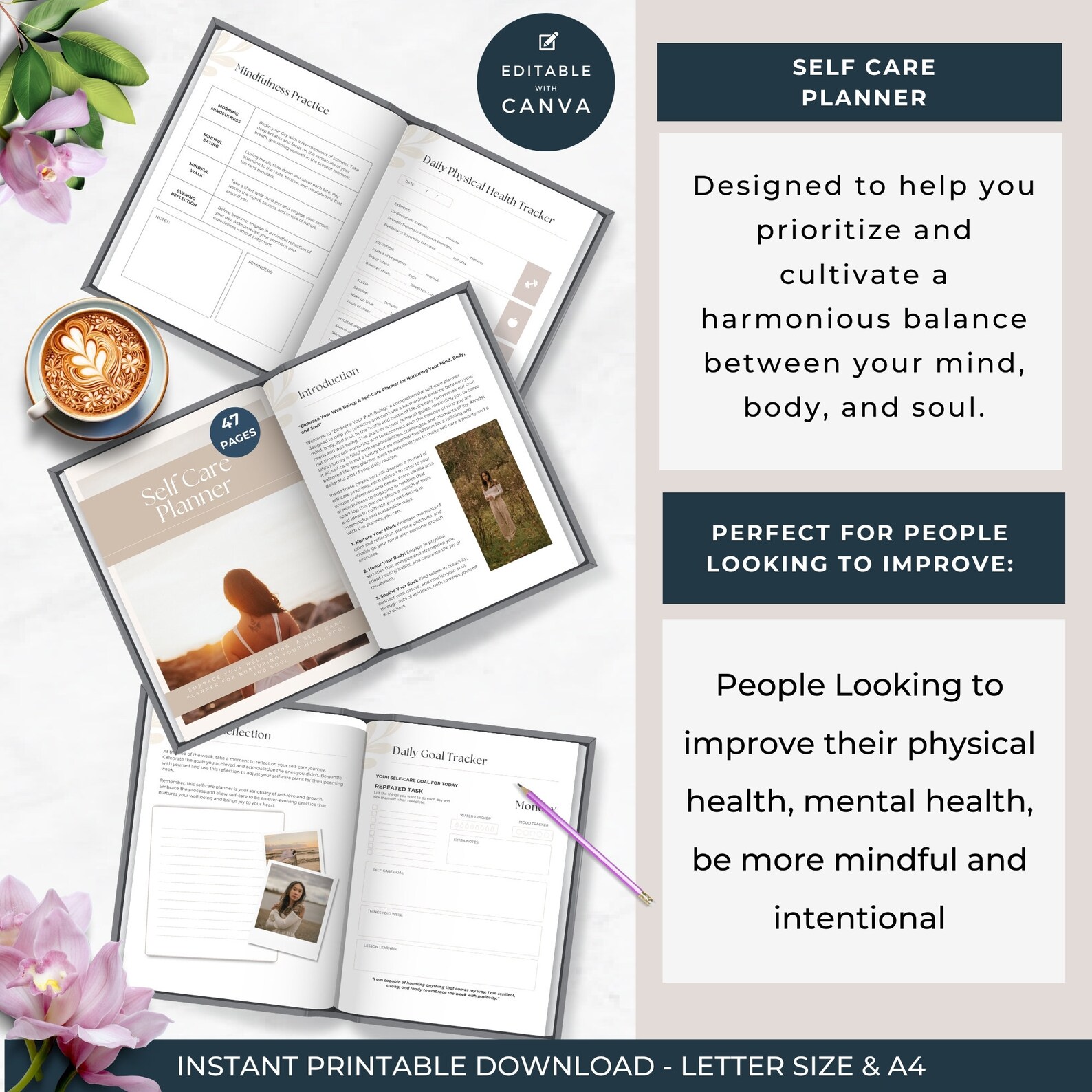 Self Care Workbook Template, Self Care Planner Canva Template, Holistic ...