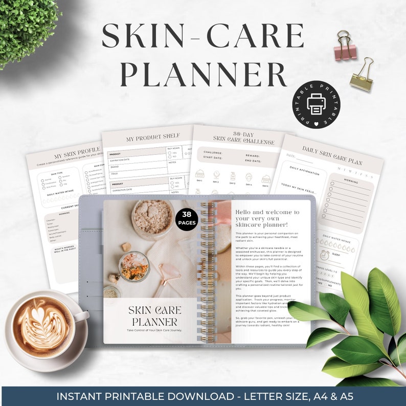 Skin Care Printable, Beauty Planner, Habit Tracker Planner, Self-care ...