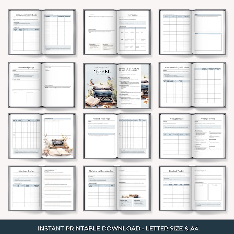 Novel Planner Printable, Writing Workbook PDF, Writing Planner ...