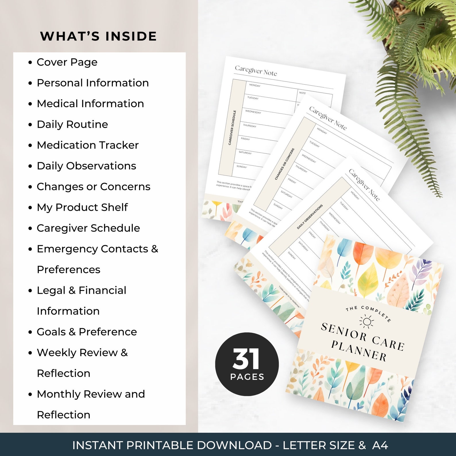 Elderly Care Planner, Caregiving Checklist, Caregiver Task List, Senior ...