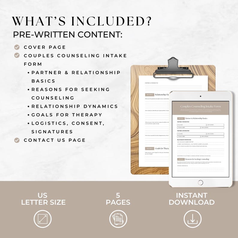Couples Counseling Intake Form, New Client Questionnaire, Client ...
