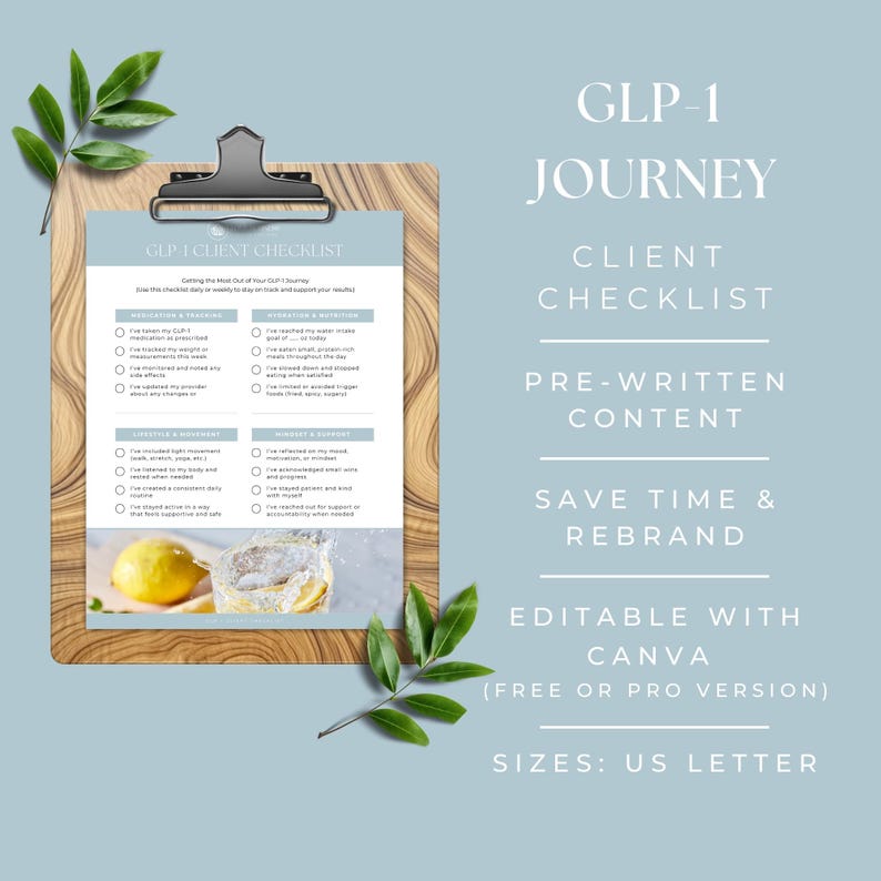 GLP-1 Client Checklist Template, Health Coach Lead Magnet, Medical ...