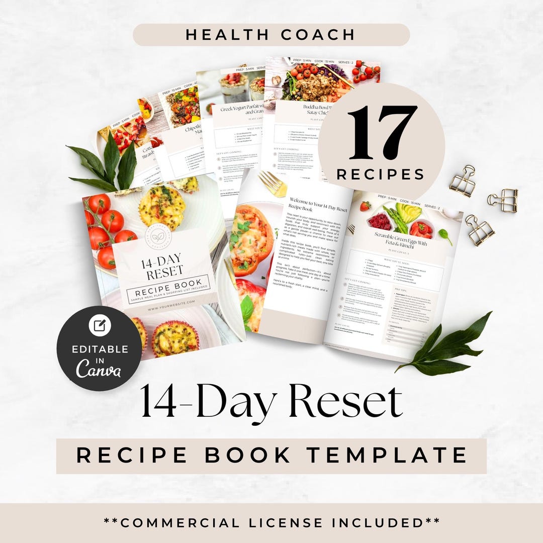 Editable Recipe Book, 14 Day Reset Cookbook, Nutrition Coaching Ebook ...