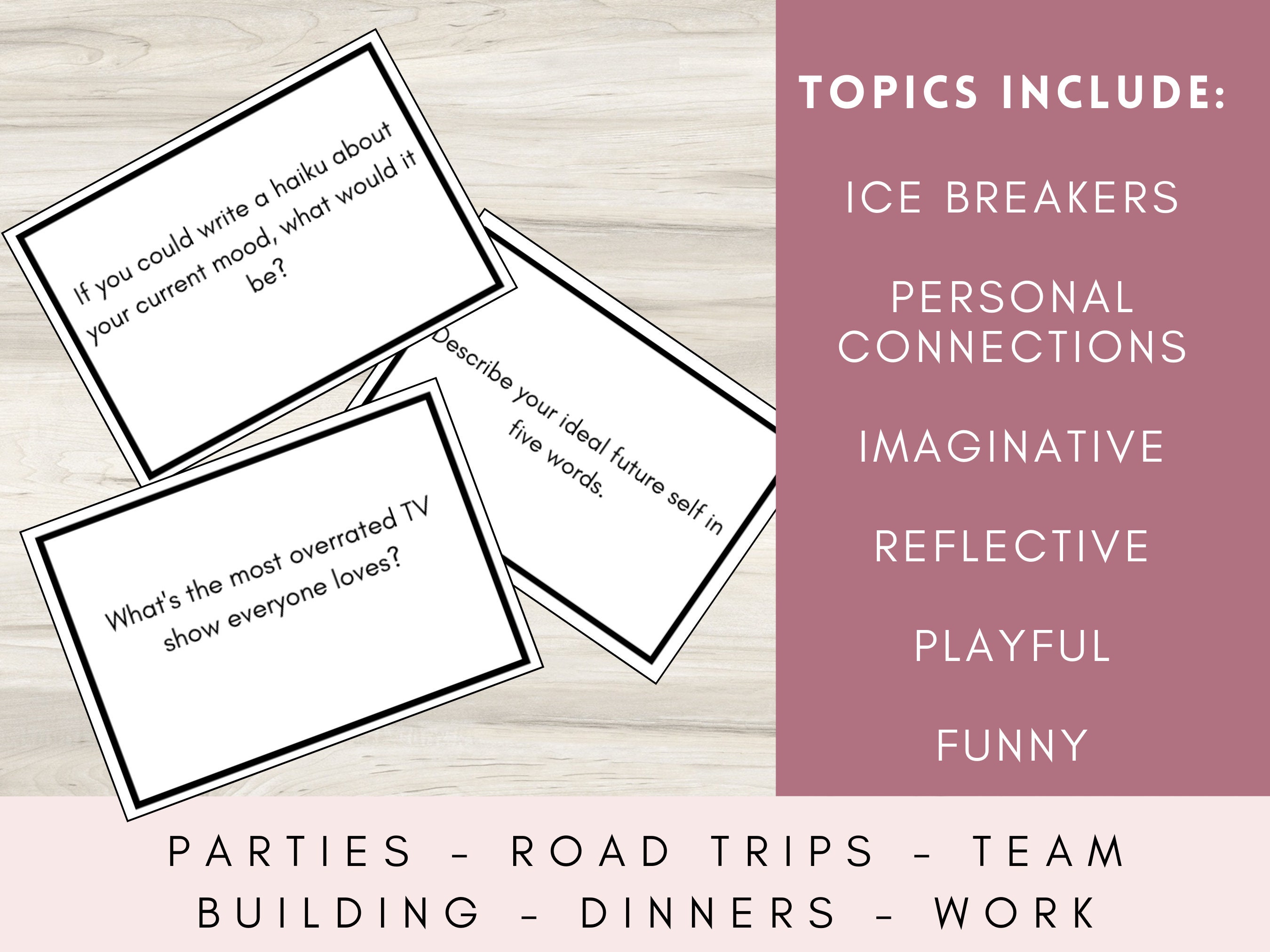 Conversation Starter Cards Ice Breaker Cards Conversation Cards Get to ...