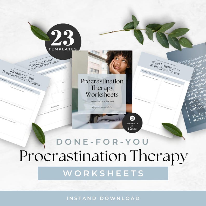 Procrastination Worksheets, Productivity Booster Workbook, Life Coach ...