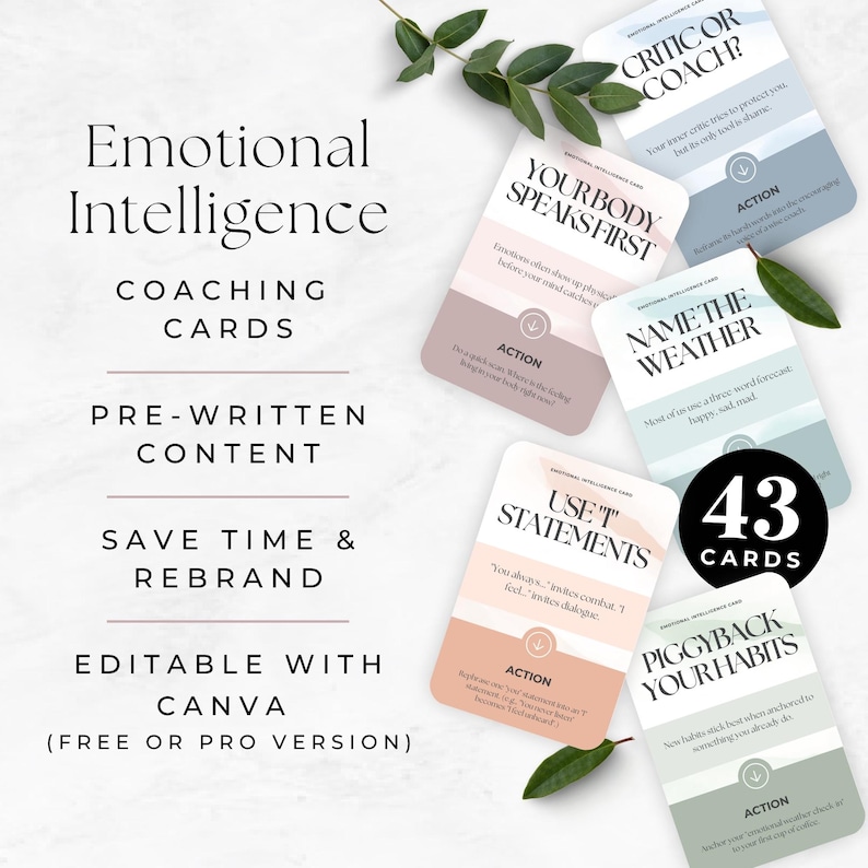 Emotional Intelligence Cards, Life Coaching Tools, Understanding ...
