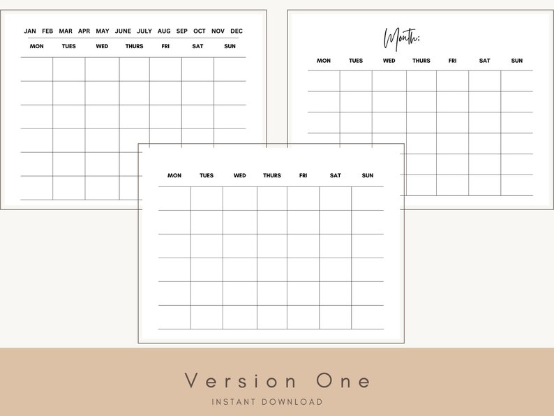 Blank Monthly Calendar Templates, Monthly Calendar, Monthly Notes ...