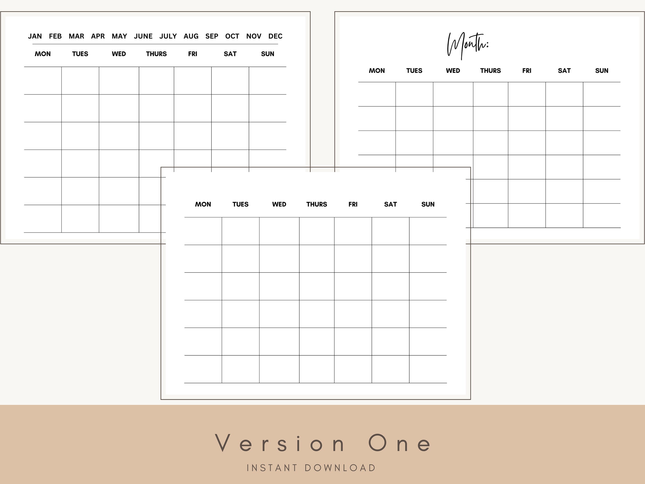 Blank Monthly Calendar Templates, Monthly Calendar, Monthly Notes ...