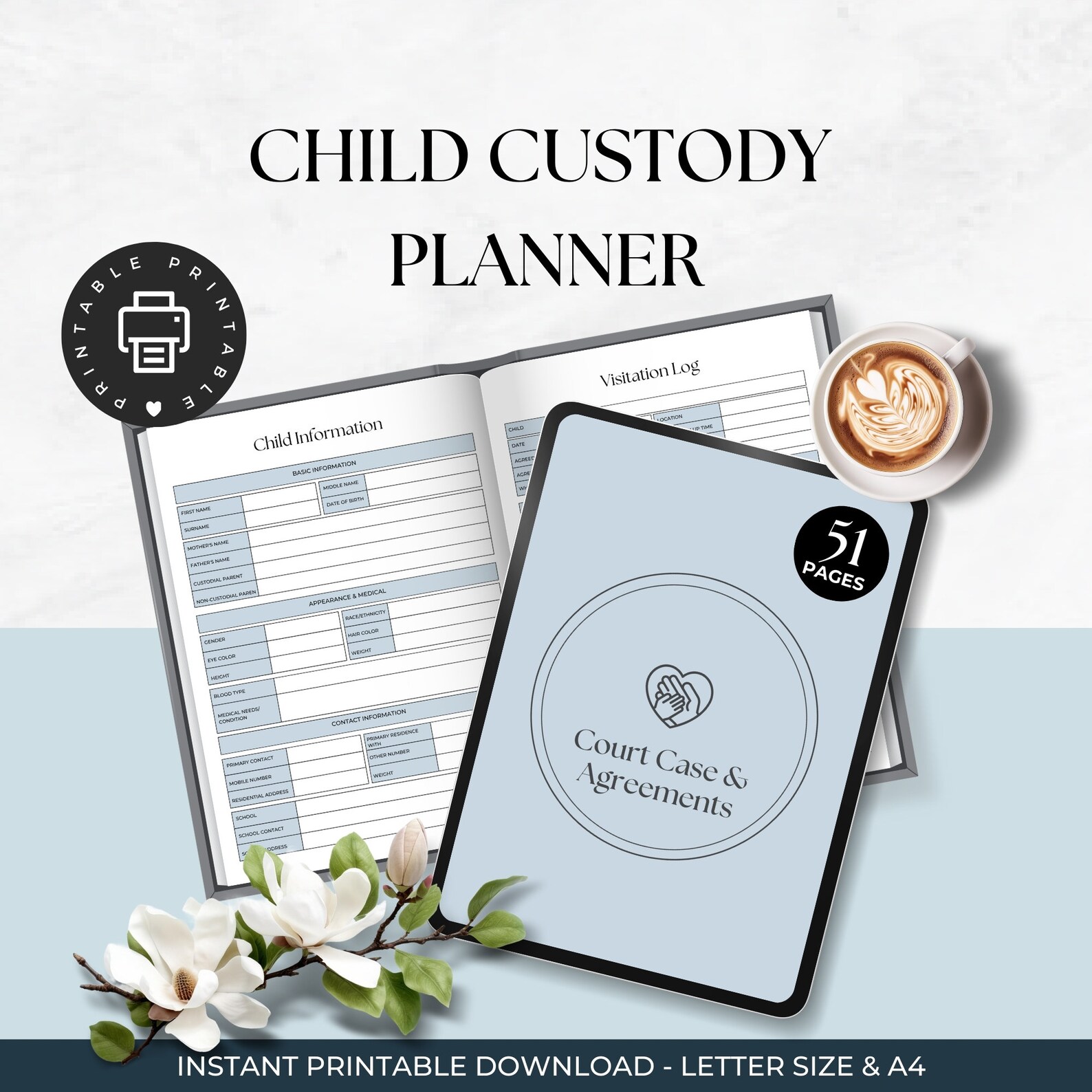Child Custody Binder Printable, Shared Parenting Planner, Child Support ...