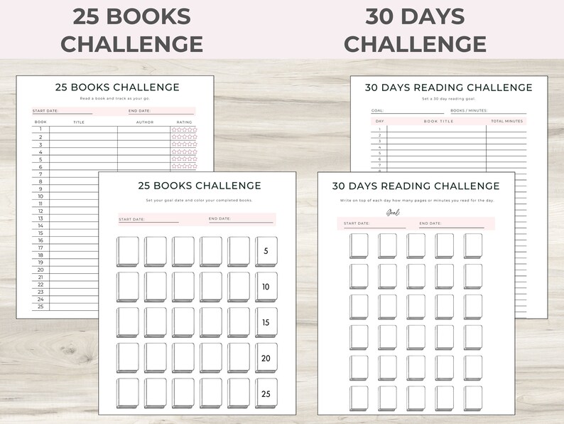 Book Challenge Printable Reading Challenge for Book Lovers Reading ...