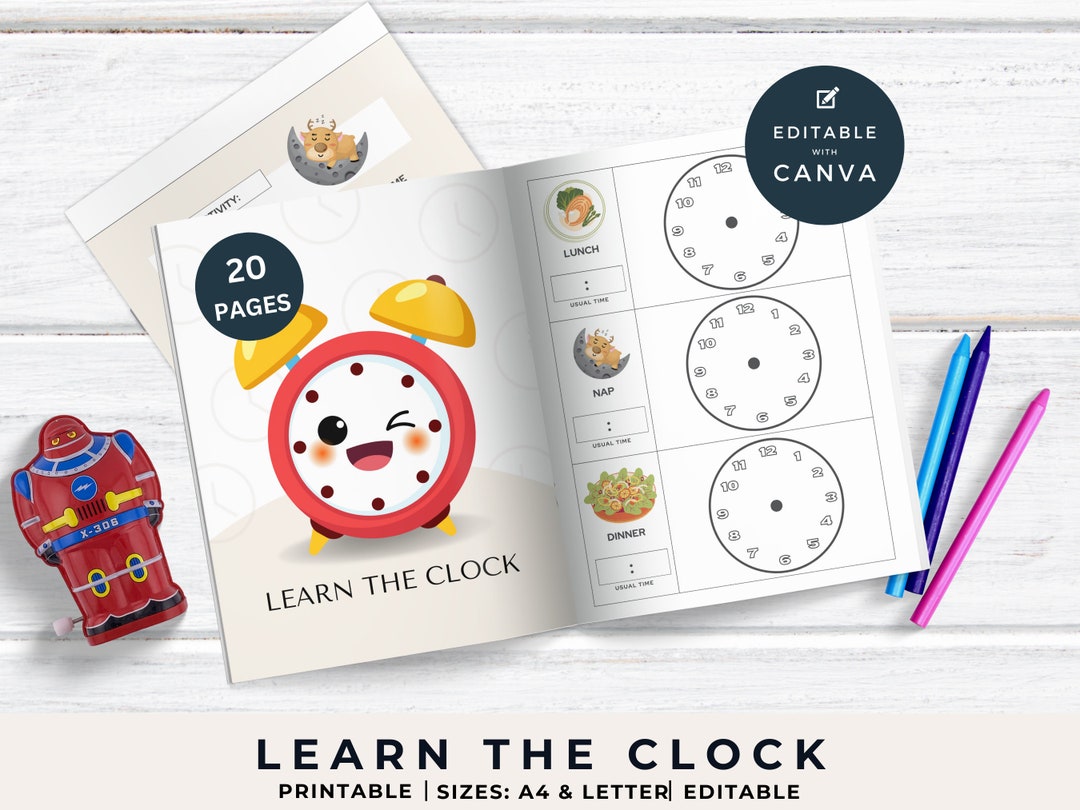 Learn the Clock Printable, Telling Time Activities, Clock Worksheets ...
