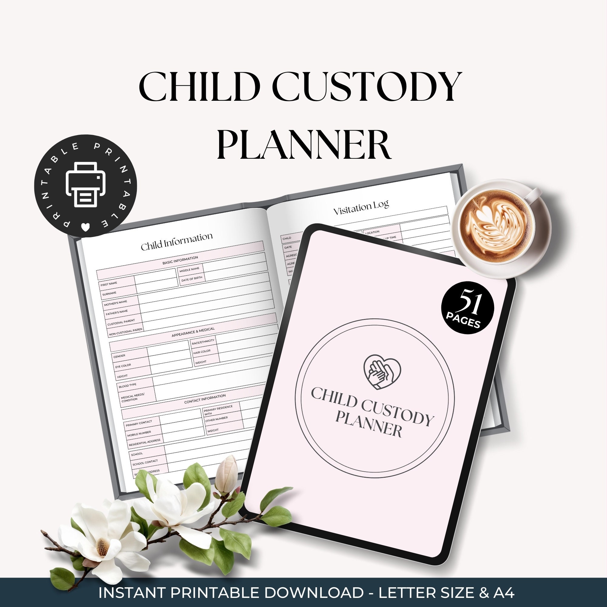 Child Custody Binder Printable, Shared Parenting Planner, Child Support ...