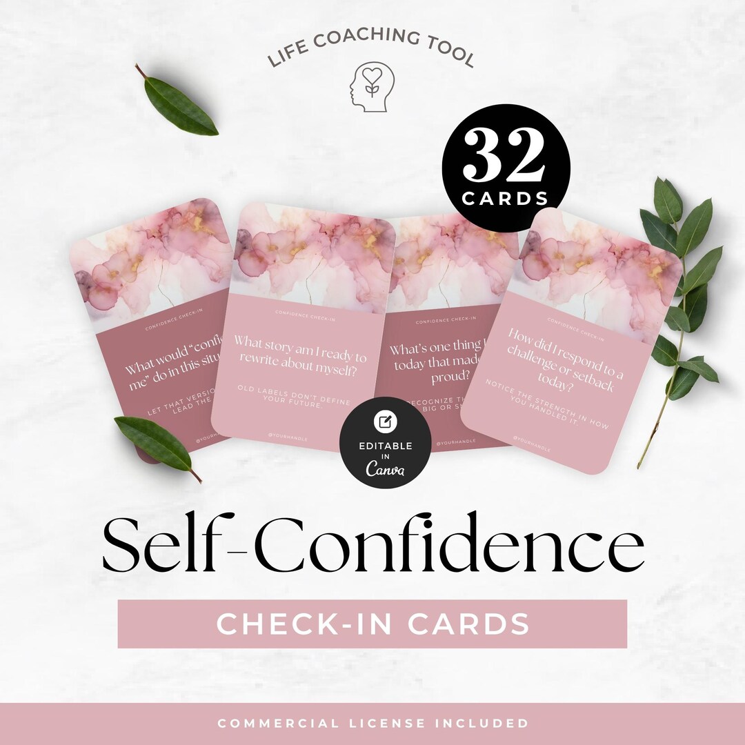 Confidence Coaching Check-in Cards Template, Life Coach Program ...