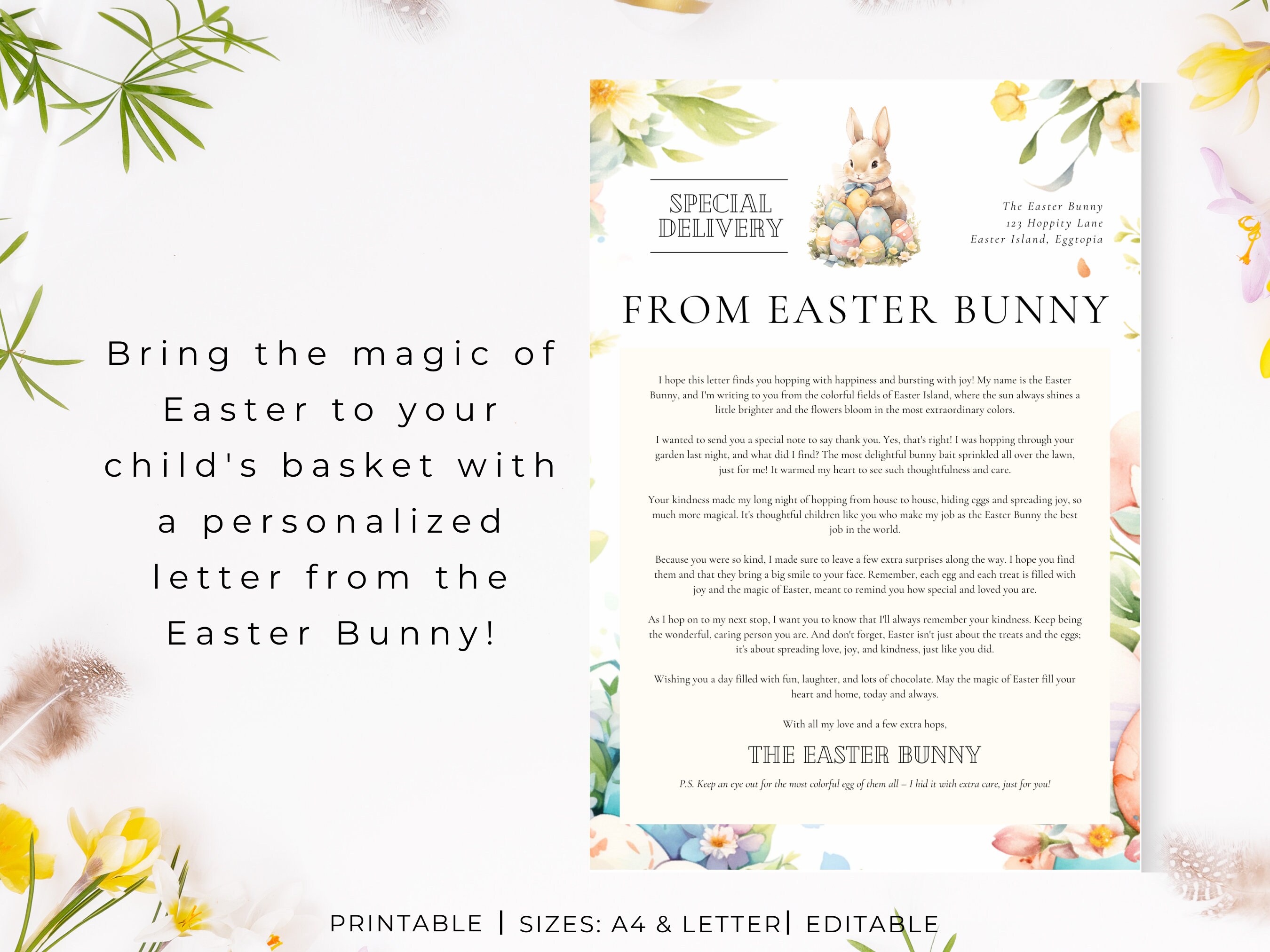 Easter Bunny Letter Printable, Letter From the Easter Bunny, Editable ...