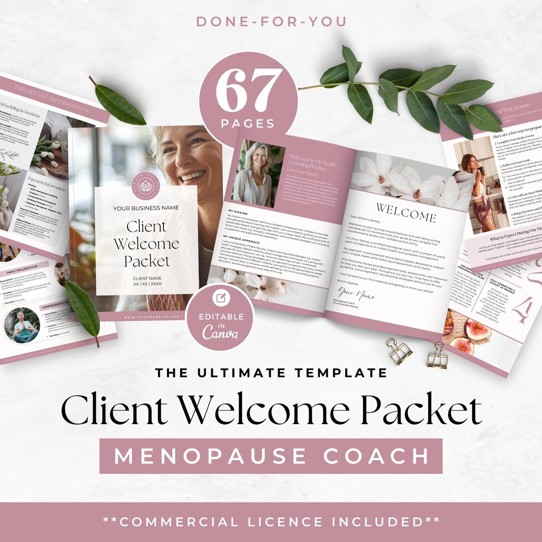 Menopause Coach Welcome Packet, Editable Client Onboarding Template ...
