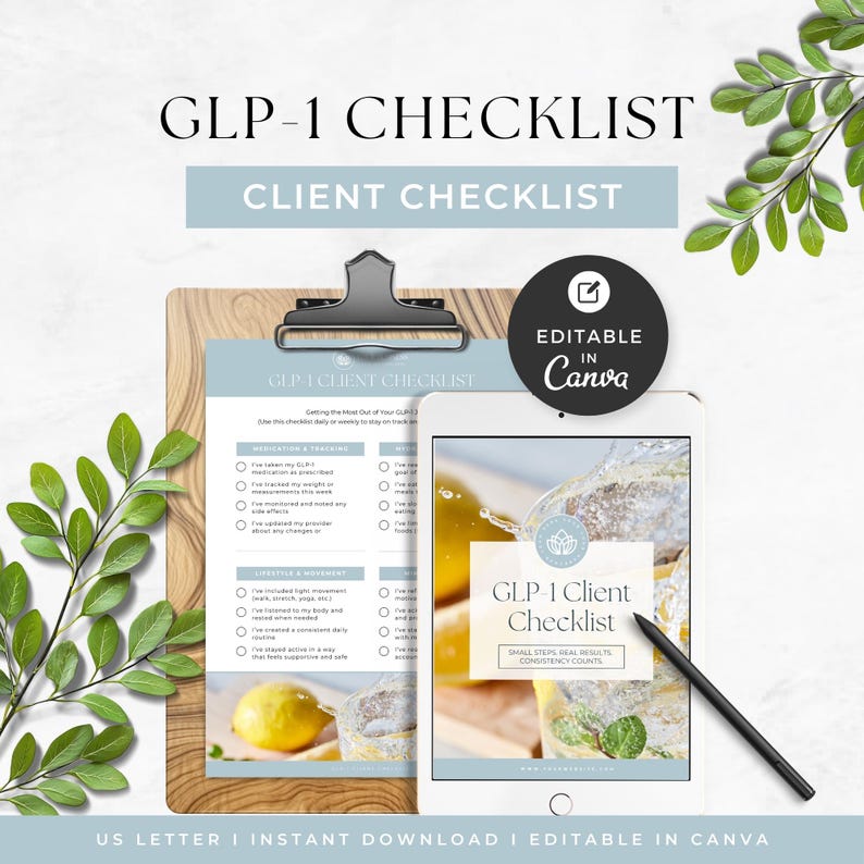 GLP-1 Client Checklist Template, Health Coach Lead Magnet, Medical ...