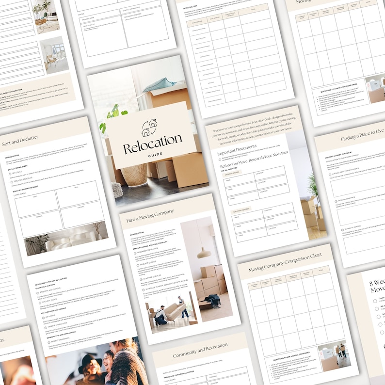 Moving Checklist and Planner Printable, Relocation Guide, New Home ...