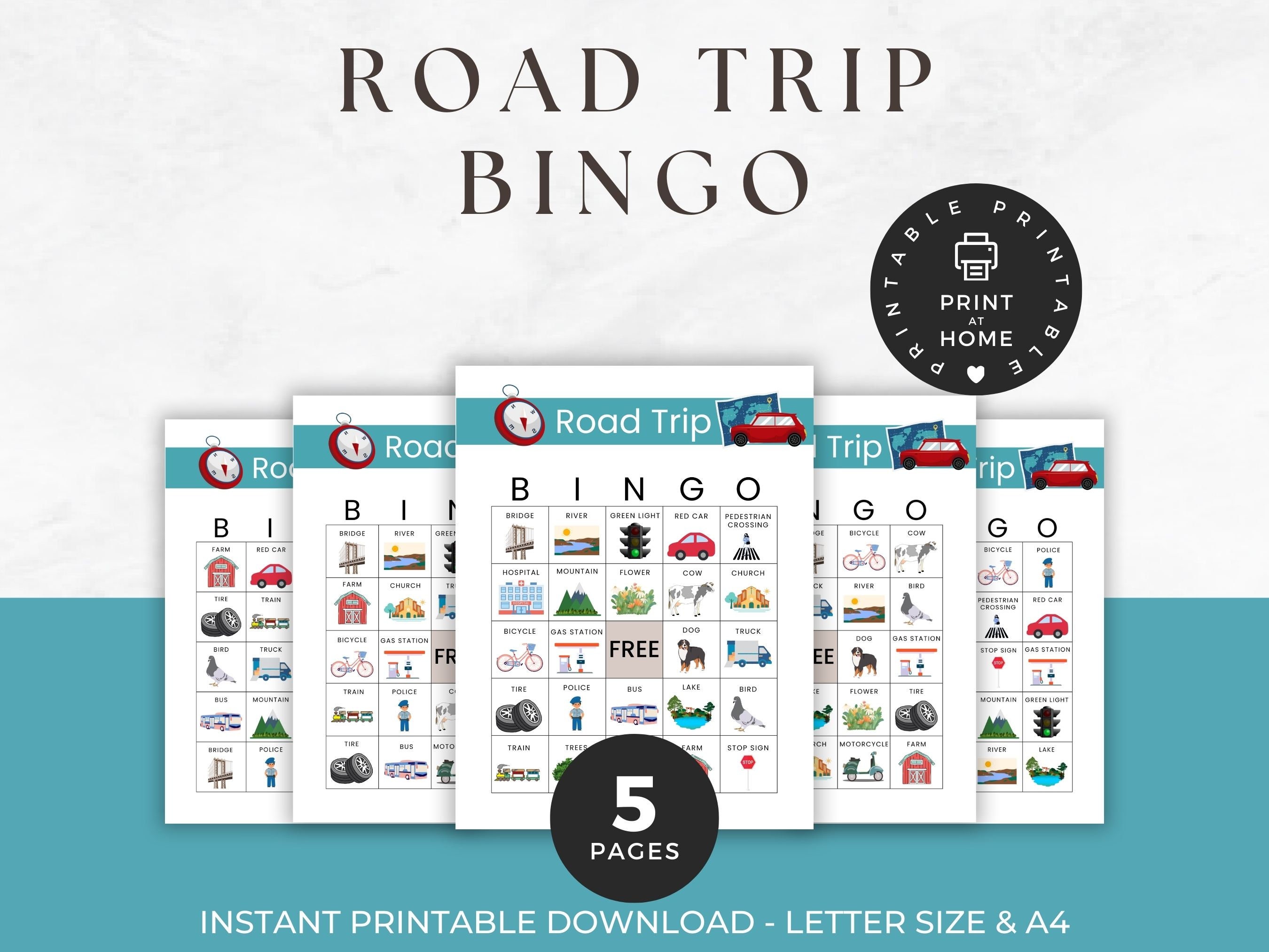 Road Trip Bingo Card Printable, Road Trip Car Games, Travel Game, Road ...