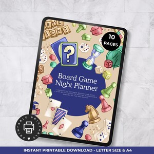 Board Game Night Planner Printable, Event Planner, Family Game Night ...