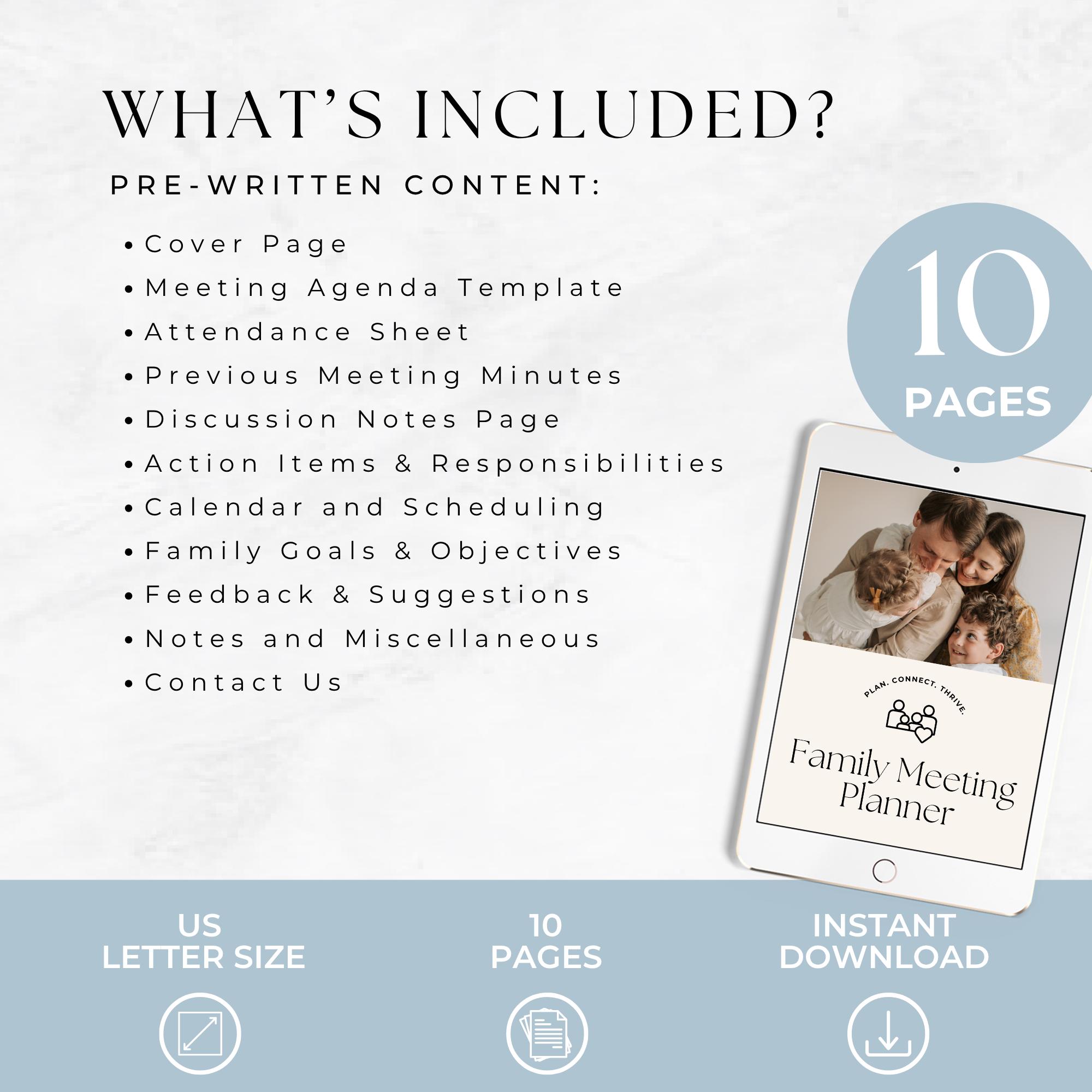 Family Meeting Agenda Template, Family Coach Lead Magnet, Parenting ...