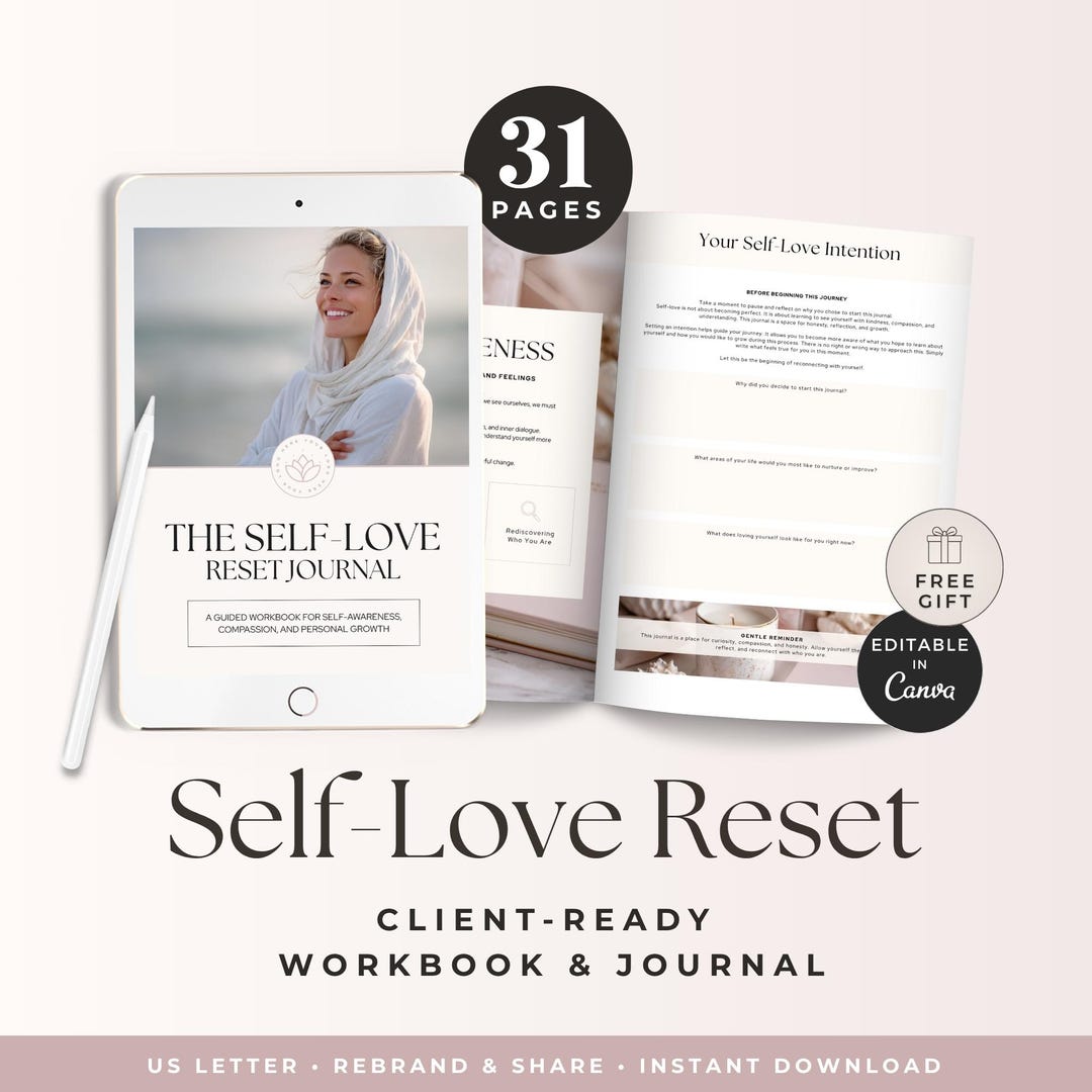 Self-love Workbook Template, Life Coach Lead Magnet, Self Confidence ...