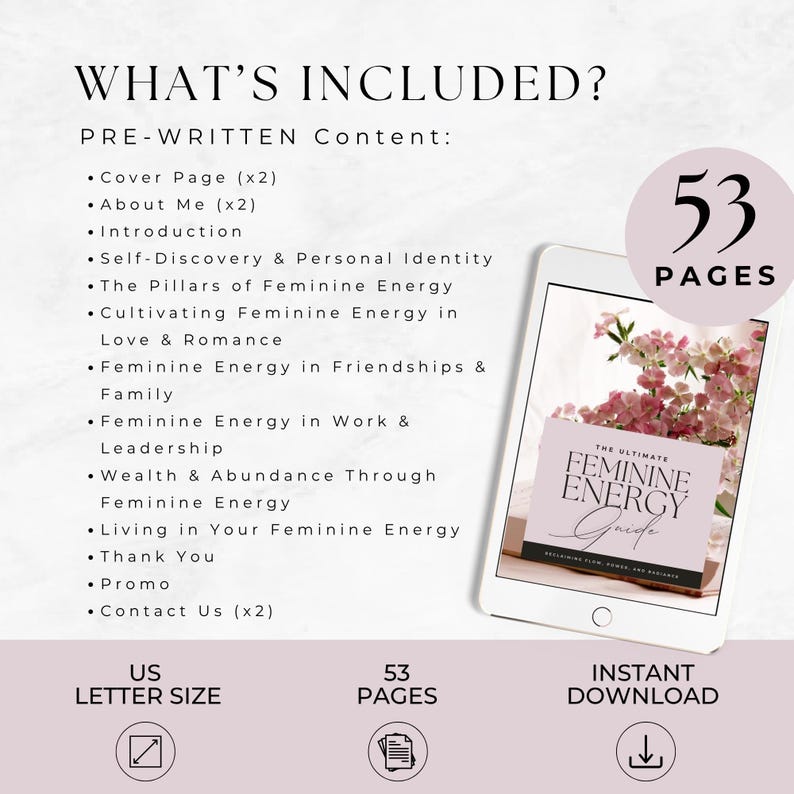 Feminine Energy Guide Template, Woman Empowerment Ebook, Life Coach ...