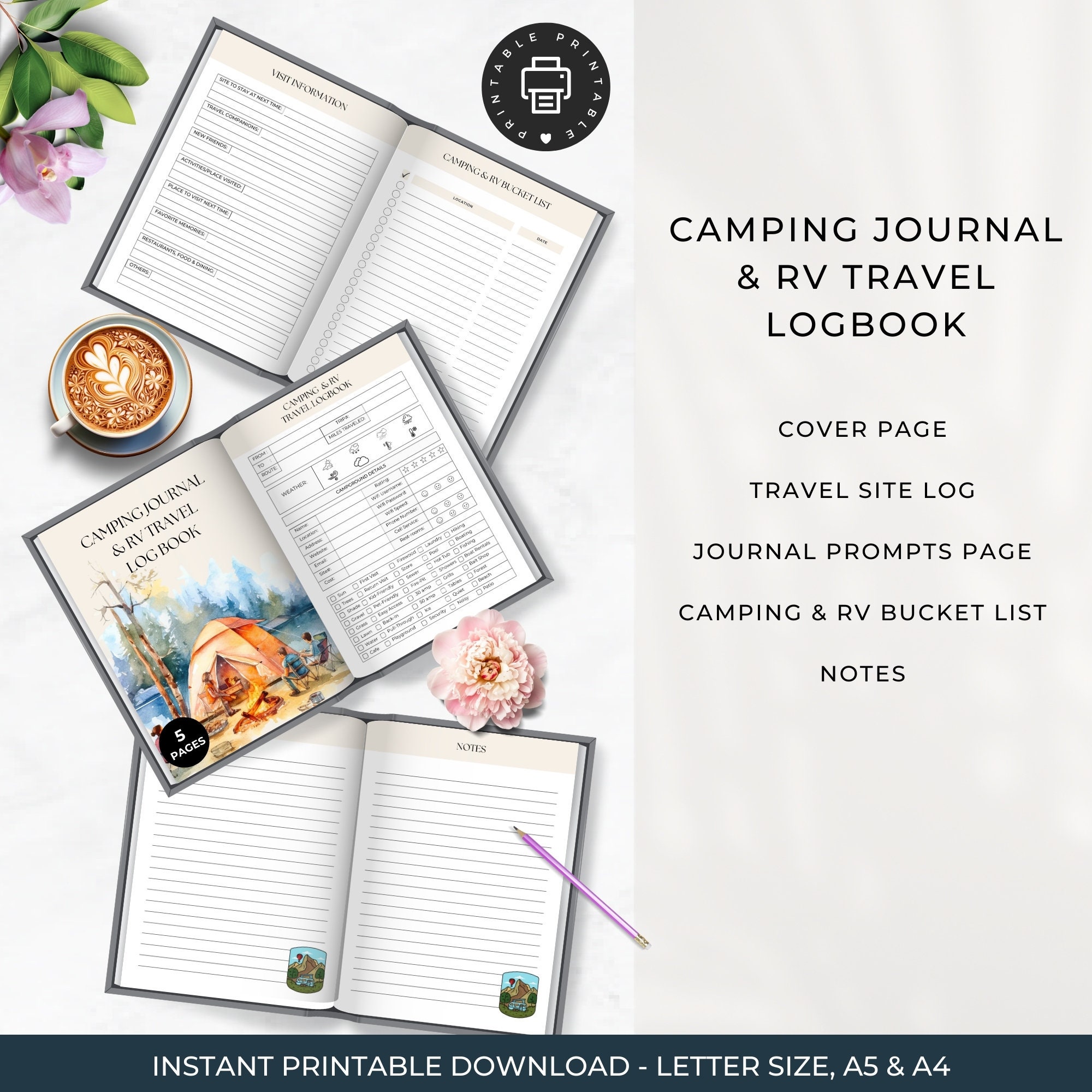 RV Camping Log, Campsite Log, RV Travel Planner, Adventure Journal ...