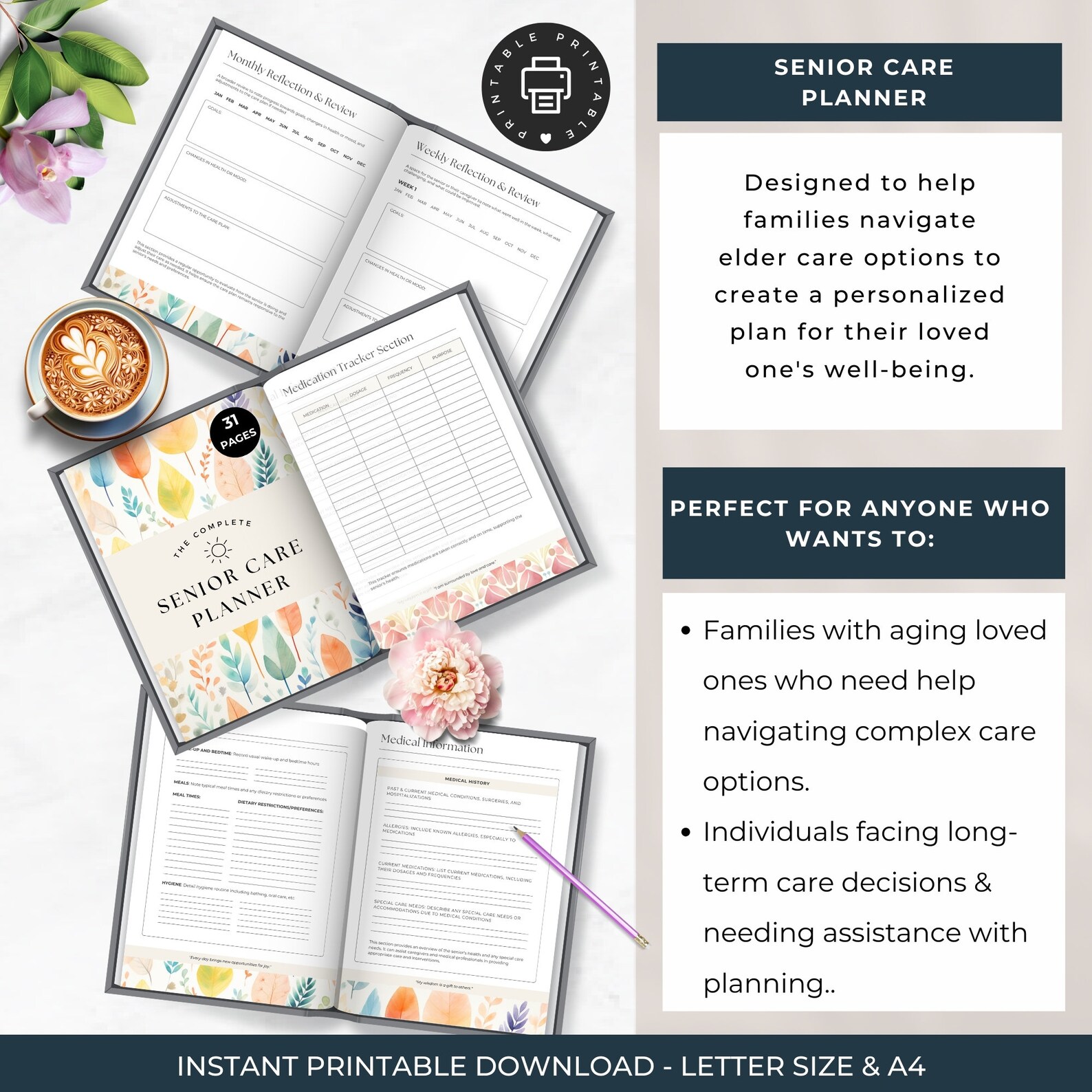 Elderly Care Planner, Caregiving Checklist, Caregiver Task List, Senior ...