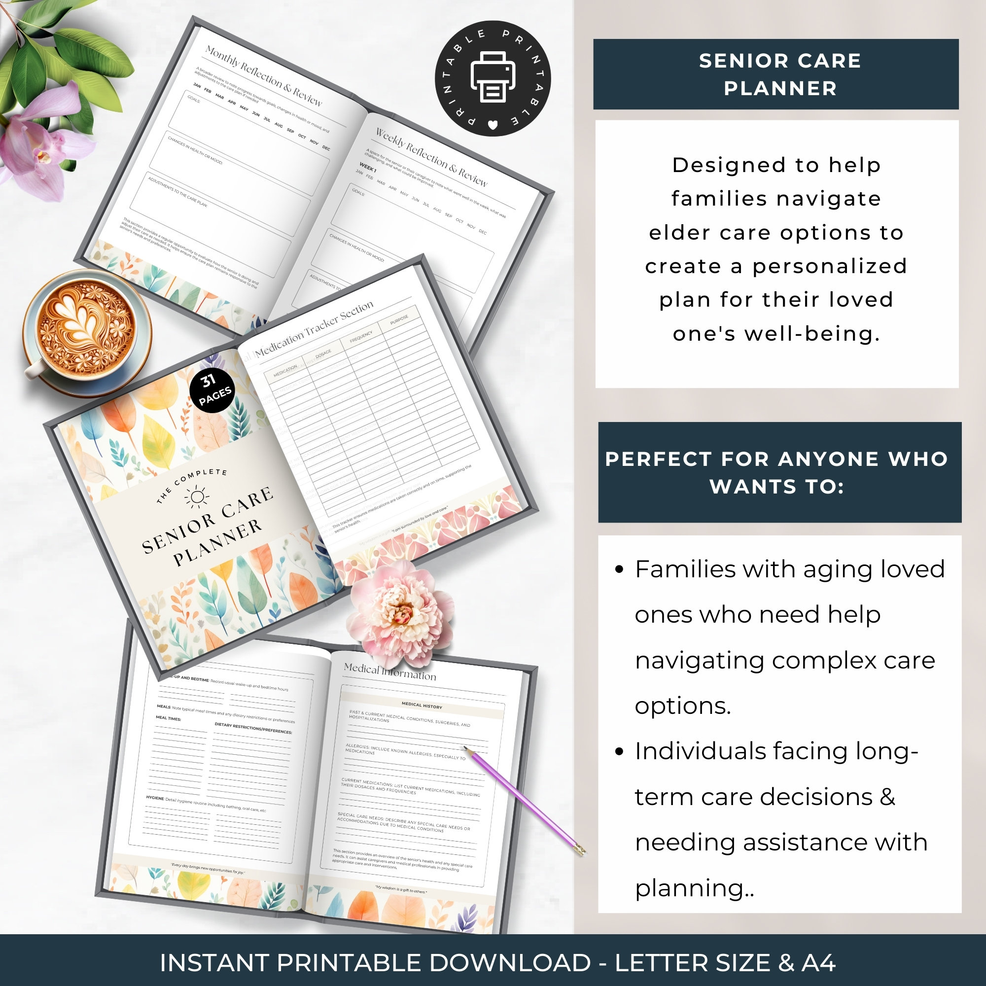 Elderly Care Planner, Caregiving Checklist, Caregiver Task List, Senior ...