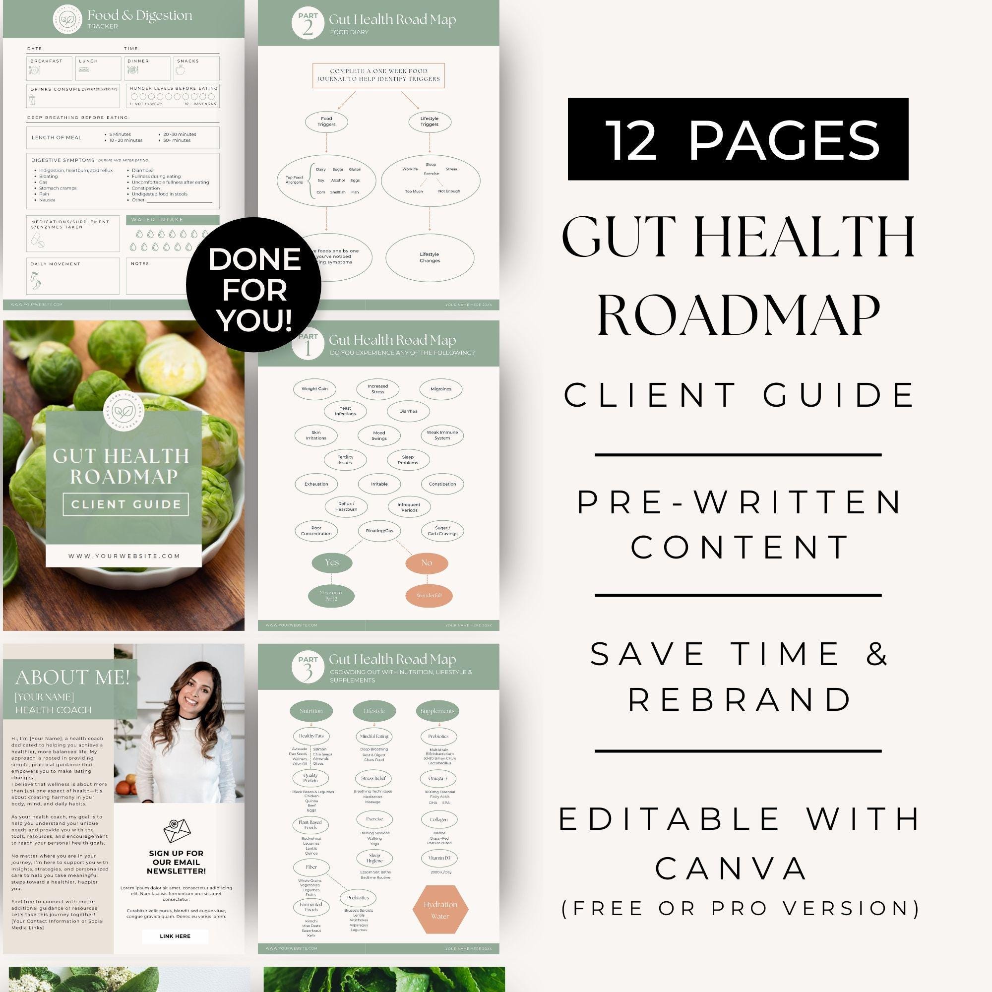Healthy Gut Roadmap Guide for Clients, Health Coaching Program Template ...