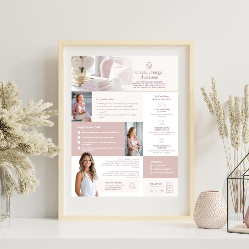 Life Coach Flyer Editable Template, Coaching Services Business ...