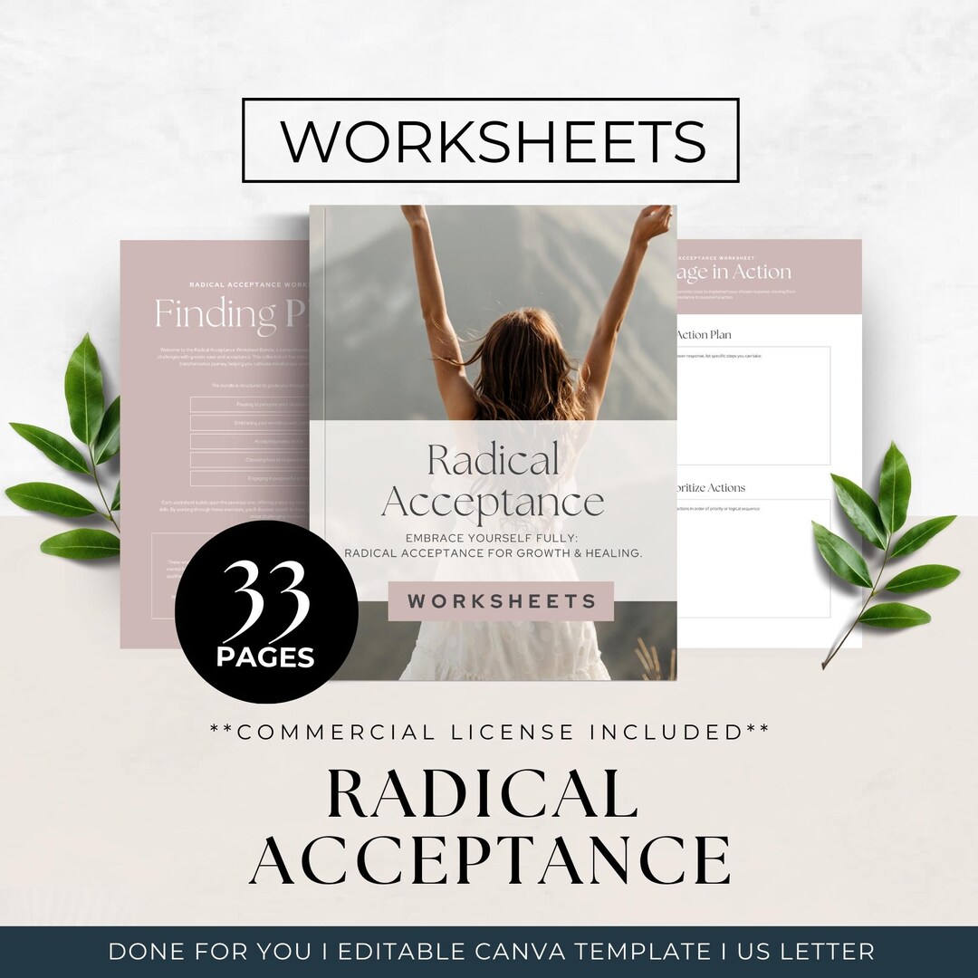 Radical Acceptance Worksheet, DBT Skills for Emotional Regulation ...