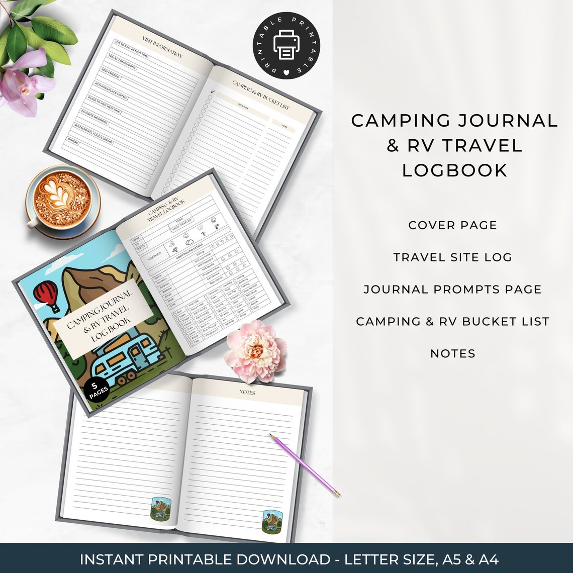RV Camping Log, Campsite Log, RV Travel Planner, Adventure Journal ...