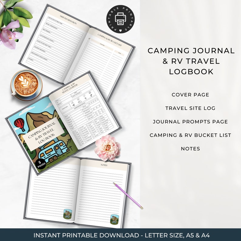 RV Camping Log, Campsite Log, RV Travel Planner, Adventure Journal ...