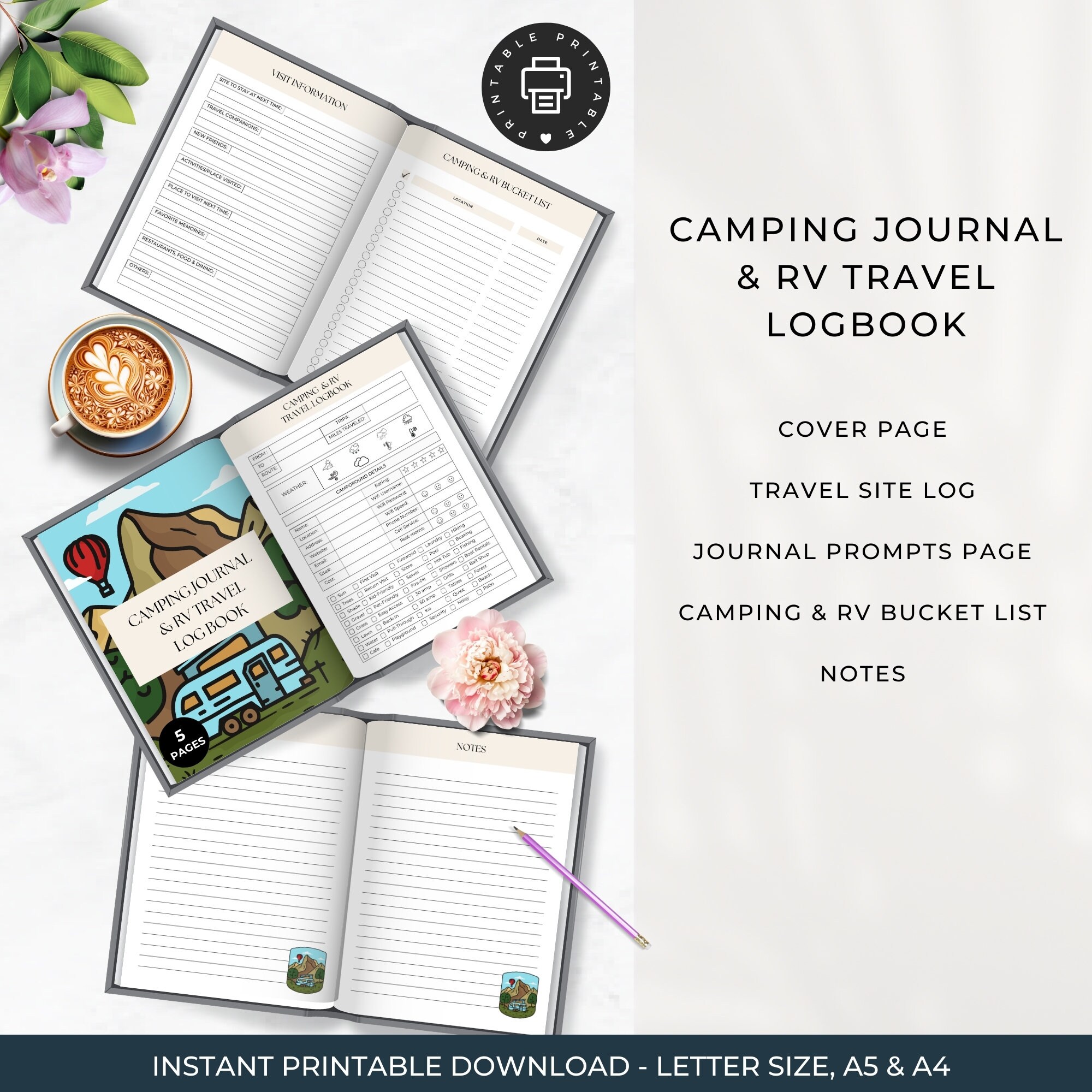 RV Camping Log, Campsite Log, RV Travel Planner, Adventure Journal ...