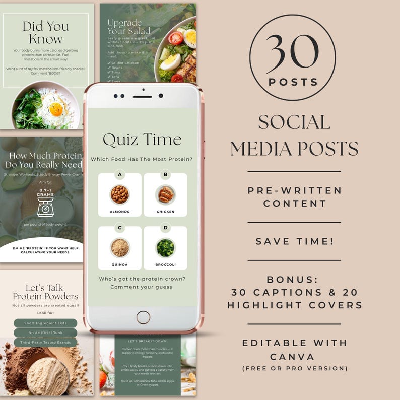 Protein Social Media, Health Coach Instagram Post, Nutritionist Media ...