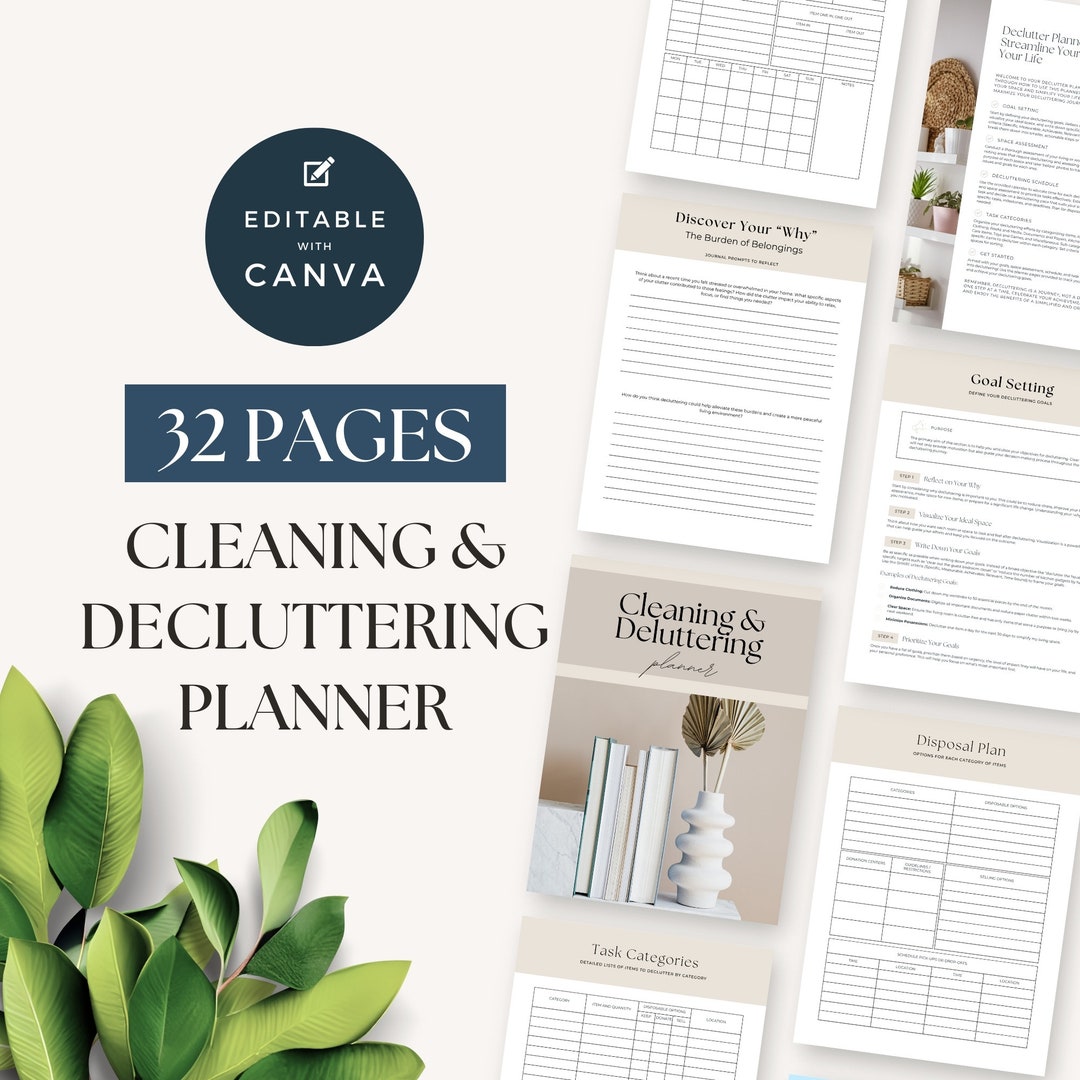 Declutter Planner Template, Weekly Cleaning, Cleaning Checklist , ADHD ...