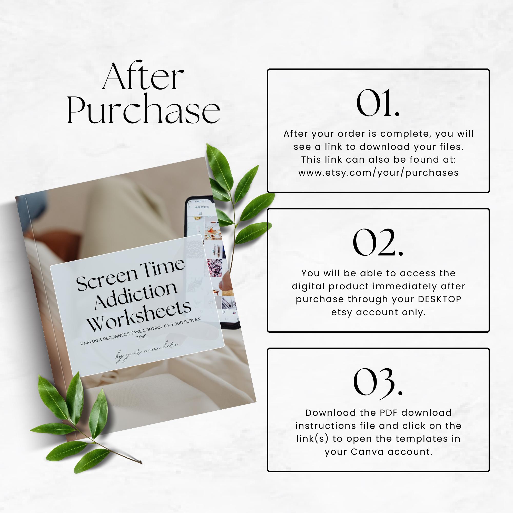 Screen Time Addiction Worksheets, Digital Dopamine Detox Workbook, CBT ...