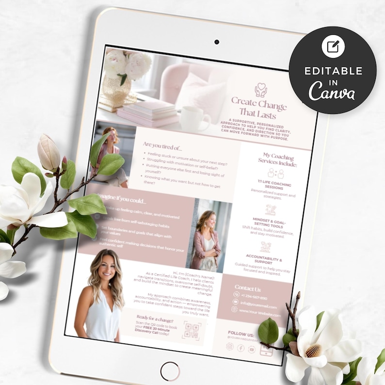 Life Coach Flyer Editable Template, Coaching Services Business ...