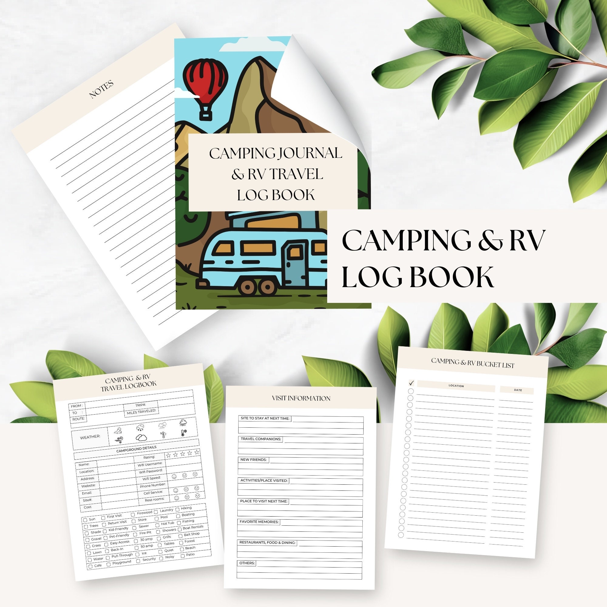 RV Camping Log, Campsite Log, RV Travel Planner, Adventure Journal ...